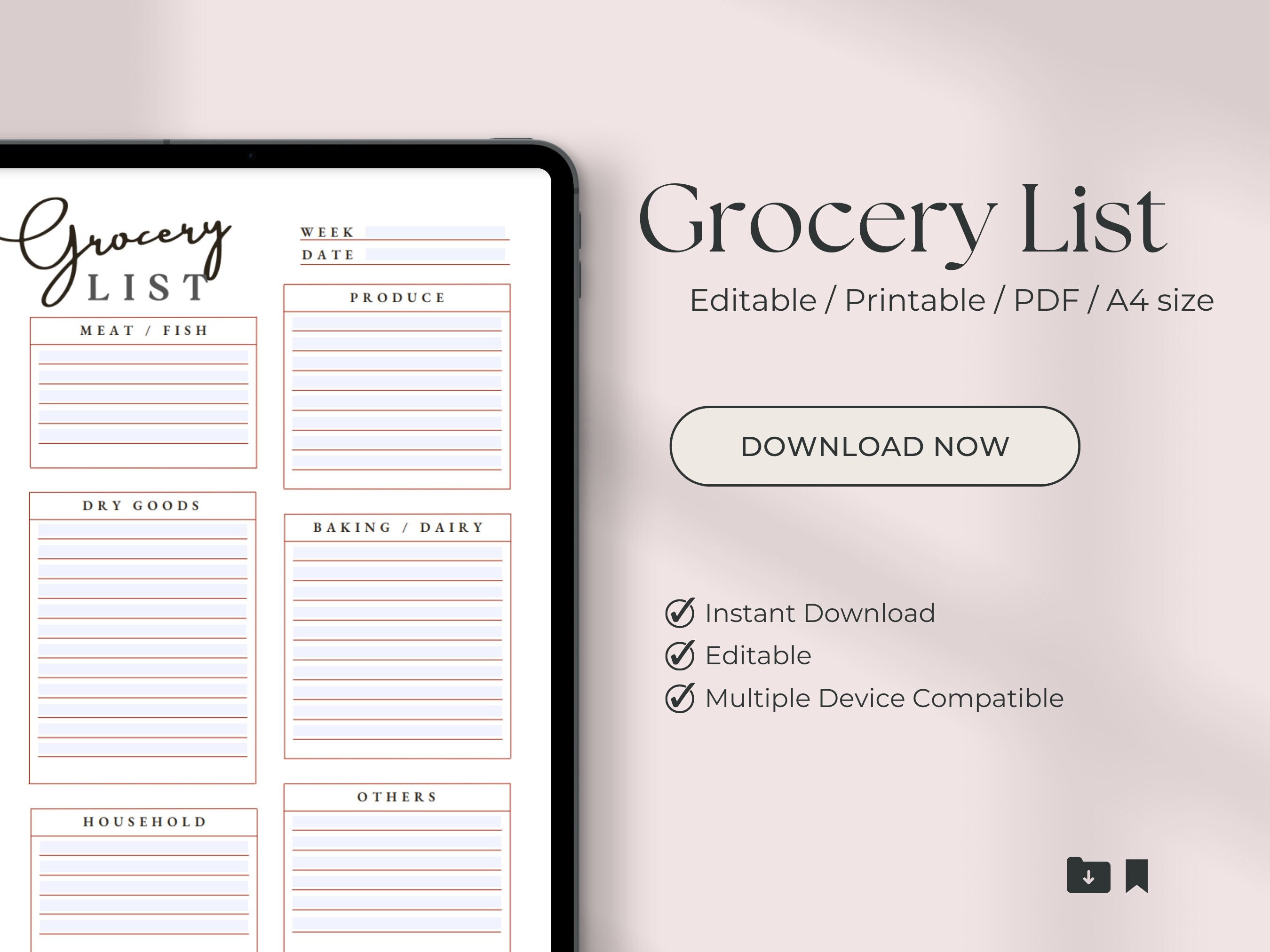 Ultimate Grocery List / Food Shopping List / Editable Grocery - Etsy