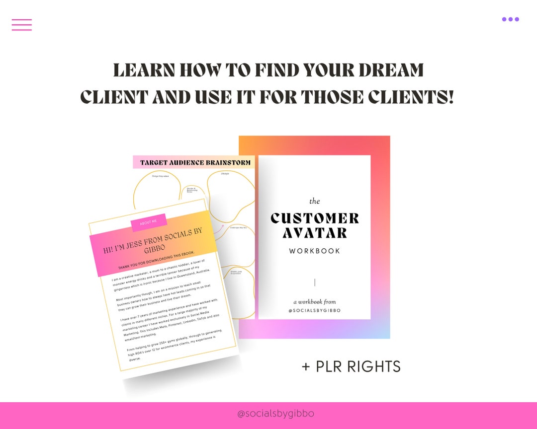 Customer Avatar Workbook + PLR Rights (the Most Important Marketing ...