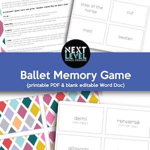 Ballet Memorization Game Class Activity, Ballet Memory Game, Instant ...