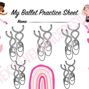Ballet, Tap, Dance Class Practice Sheet, Color and BW Options ...