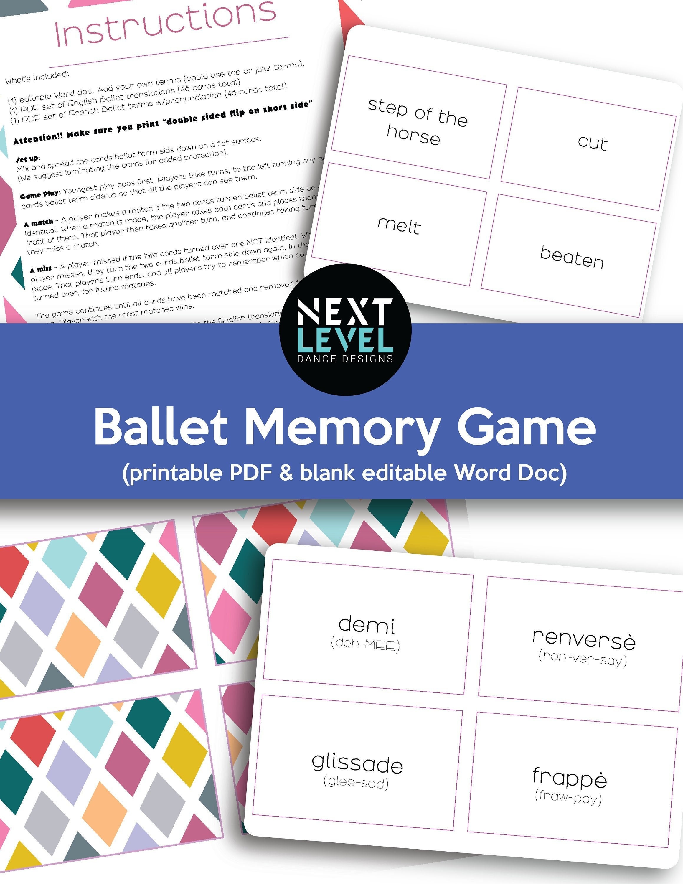 Ballet Memorization Game Class Activity, Ballet Memory Game, Instant ...