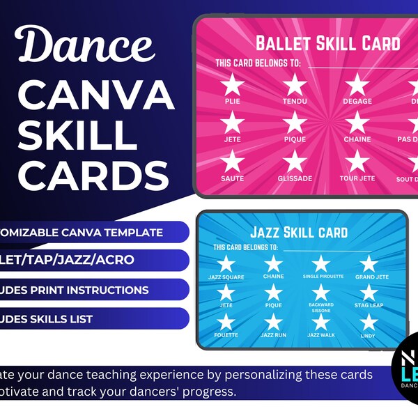 Ballet, Tap, Dance Class Practice Sheet, Color and BW Options ...