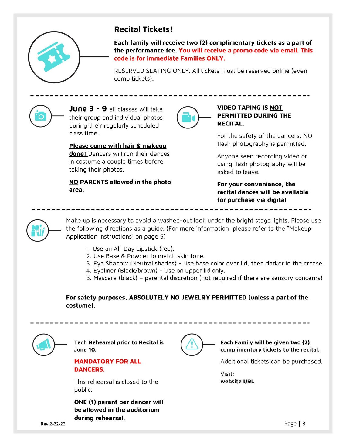 MS Word Document - Essential Dance Recital Info Packet: Detailed ...