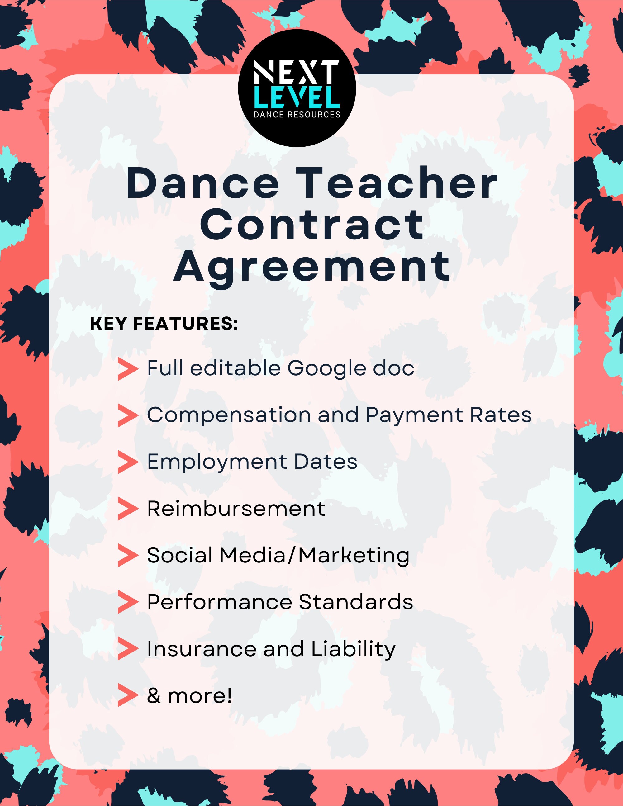 Comprehensive Dance Teacher Instructor Contract Agreement Template, Editable Google Document ...