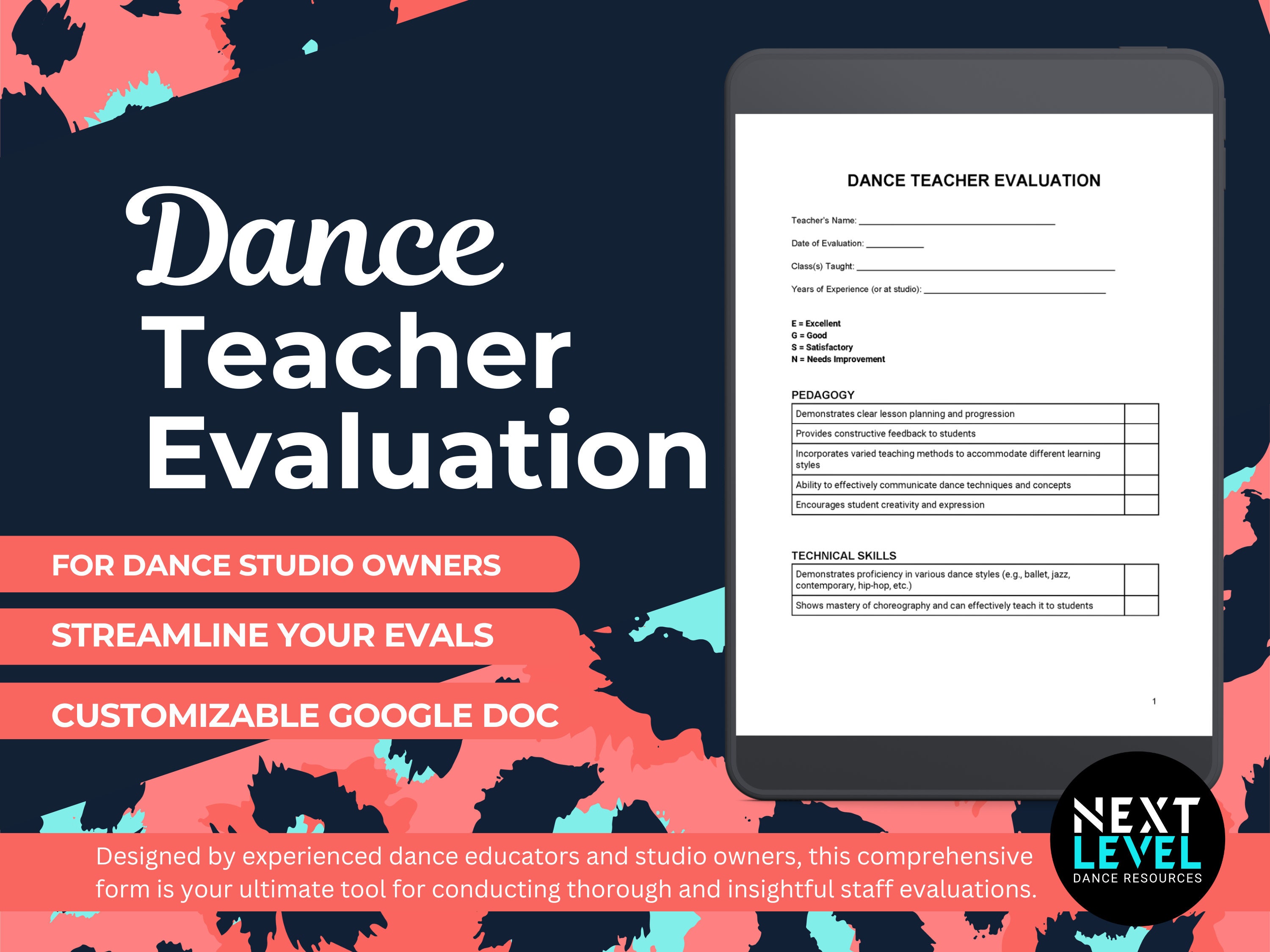 Comprehensive Dance Teacher Evaluation Form for Studio Owners - Google ...