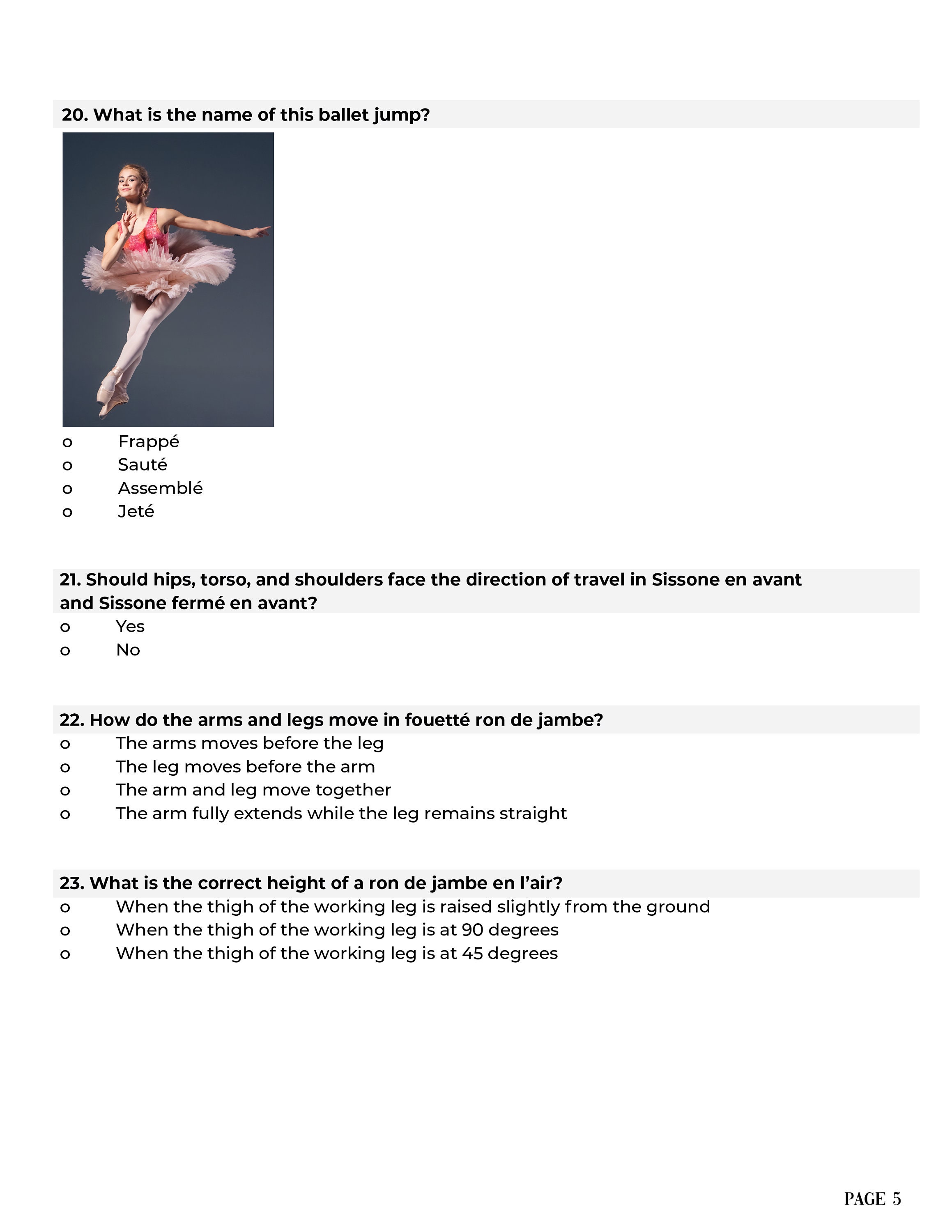 Ballet Dance Quiz: Enhance Vocabulary With Fun Printable Digital ...