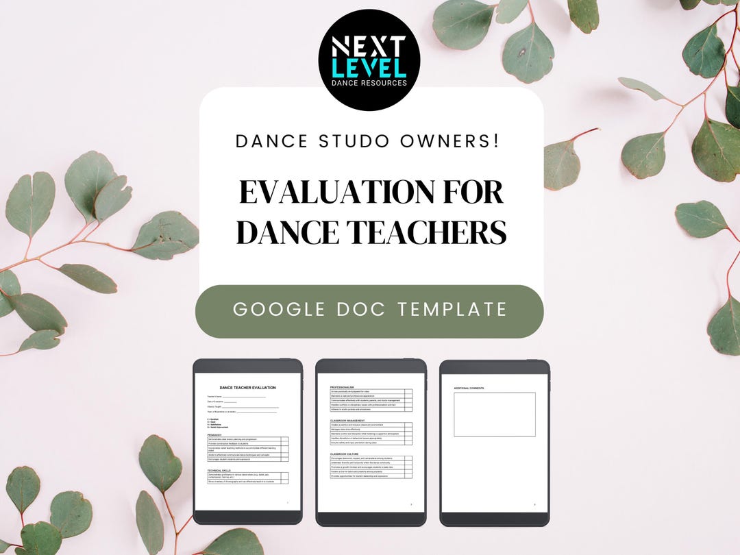 DANCE STUDIO OWNERS! Dance Teacher Evaluation - Google Doc Template ...