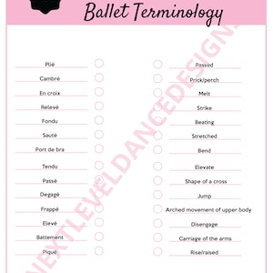 Ballet Vocabulary Quiz Test for Ballet Class With Answer Key - Etsy