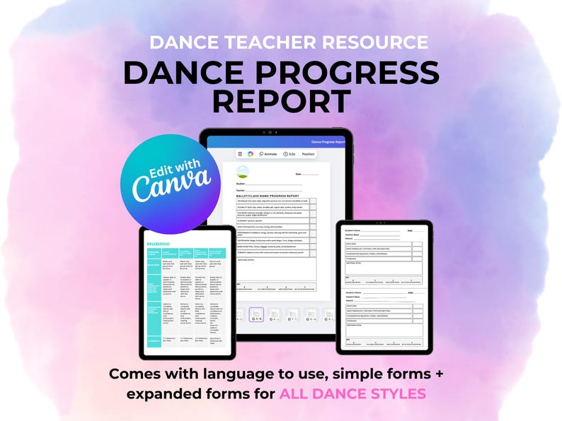 Dance Student Assessment Form & Rubric: Editable Canva Template ...