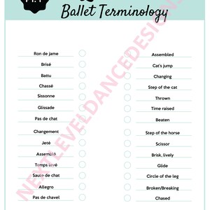 Ballet Vocabulary Quiz Test for Ballet Class With Answer Key - Etsy