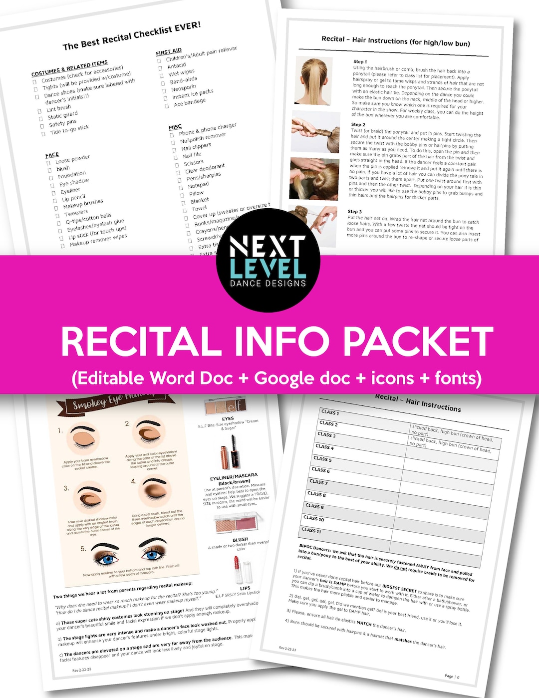 MS Word Document - Essential Dance Recital Info Packet: Detailed ...