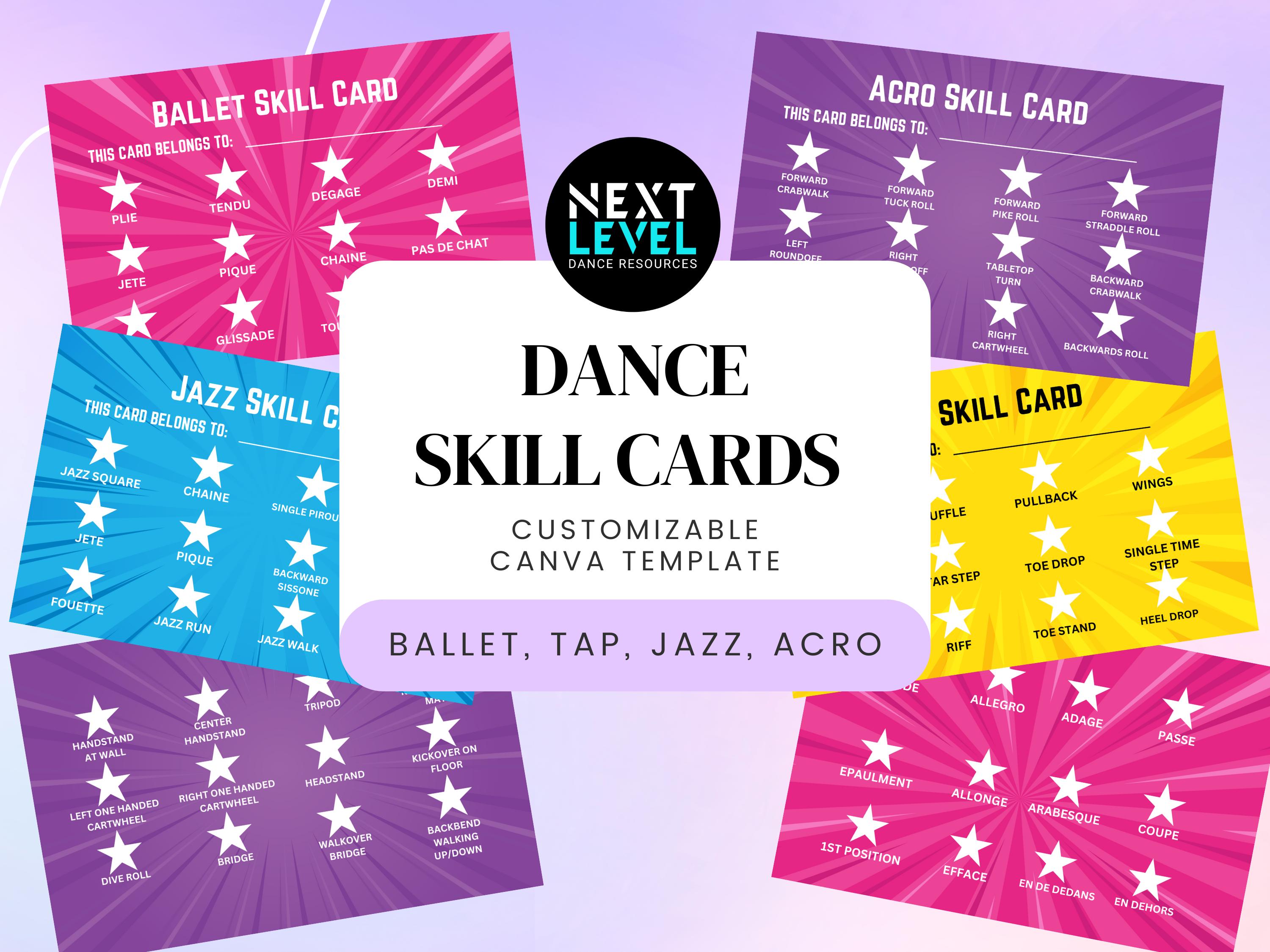 DANCE TEACHERS! Canvapro Template, Dance Skill Card for Class, Goals ...
