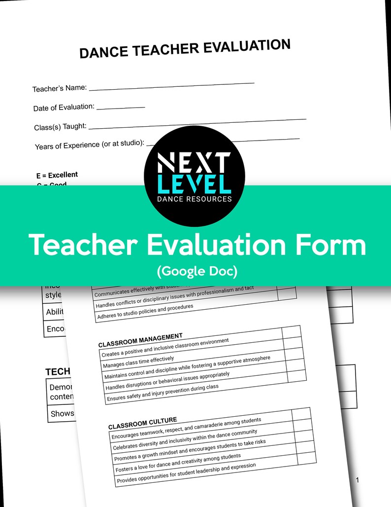 Comprehensive Dance Teacher Evaluation Form for Studio Owners Google ...