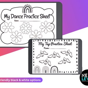 Ballet, Tap, Dance Class Practice Sheet, Color and BW Options ...