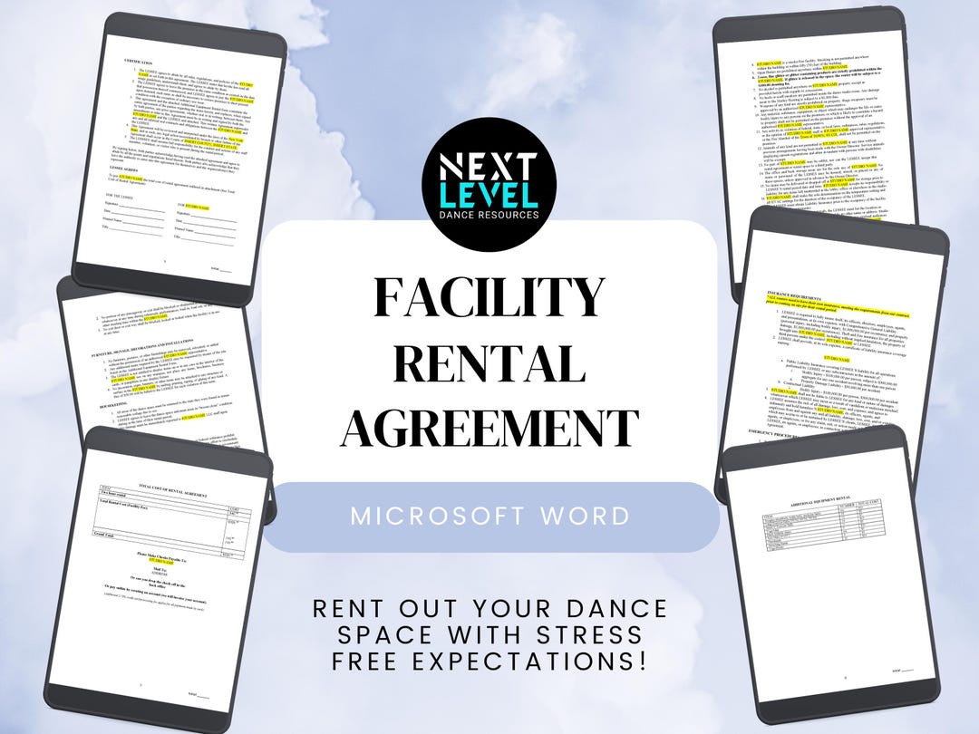 Dance Studio Rental Agreement Template, Application (word Doc) - Etsy
