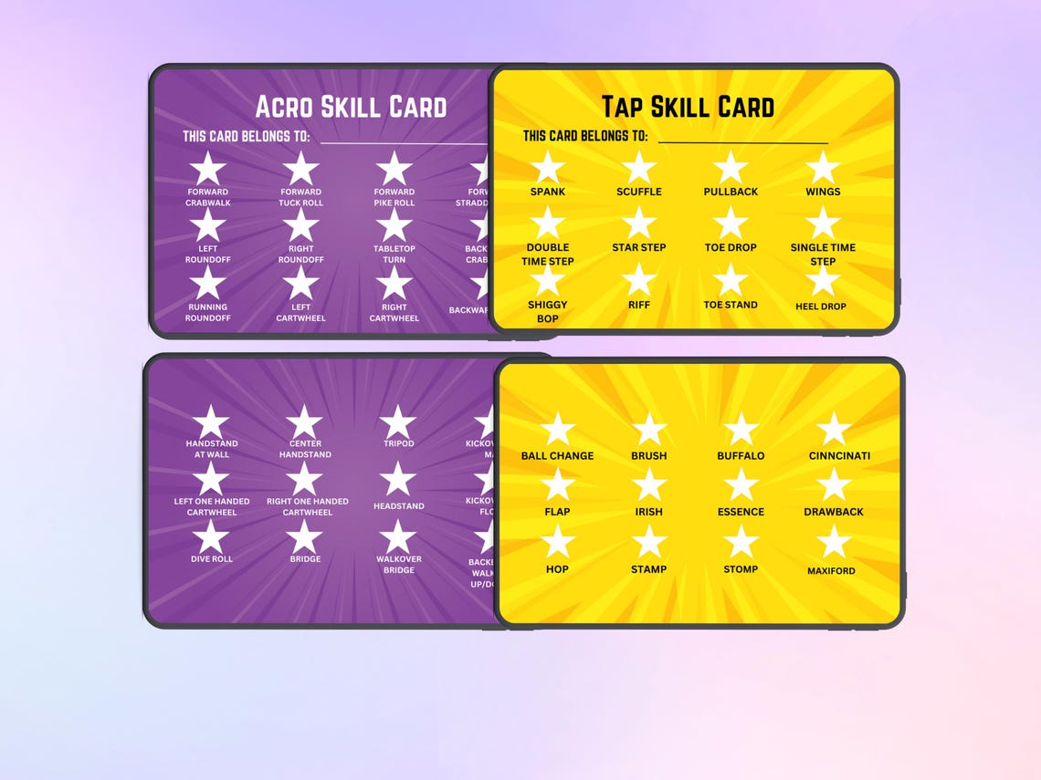 DANCE TEACHERS! Dance Skill Card for Class, Goals, Motivation ...
