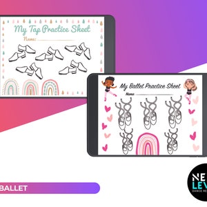 Ballet, Tap, Dance Class Practice Sheet, Color and BW Options ...