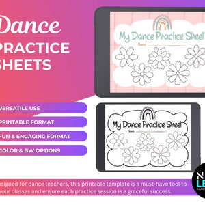 Ballet, Tap, Dance Class Practice Sheet, Color and BW Options ...