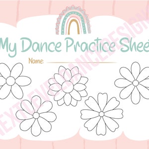 Ballet, Tap, Dance Class Practice Sheet, Color and BW Options ...