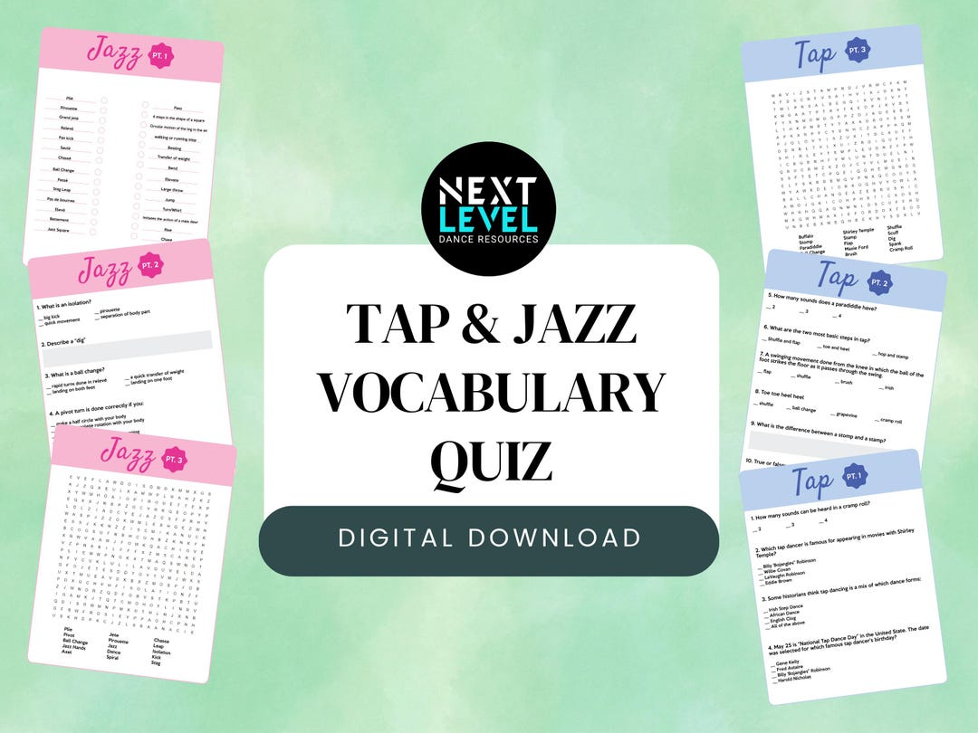 Dance Teacher Jazz & Tap Vocabulary Quiz, Fun Learning (digital ...