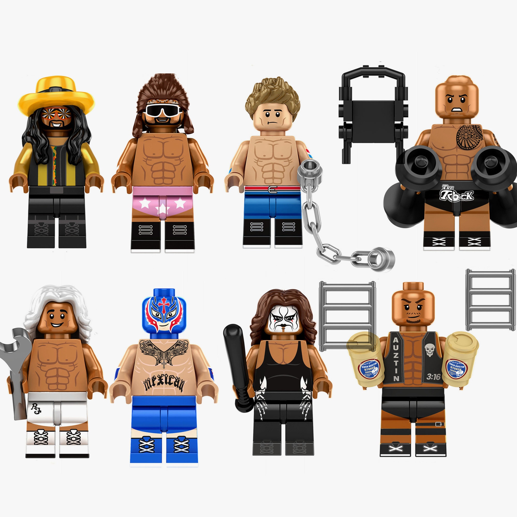 8PCS WWE Professional Wrestling Minifigures Toys Anime Action - Etsy Canada