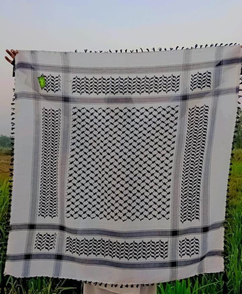 Arabian Style Shemagh Scarf Soft Cotton Keffiyeh With Tassel Solidarity ...