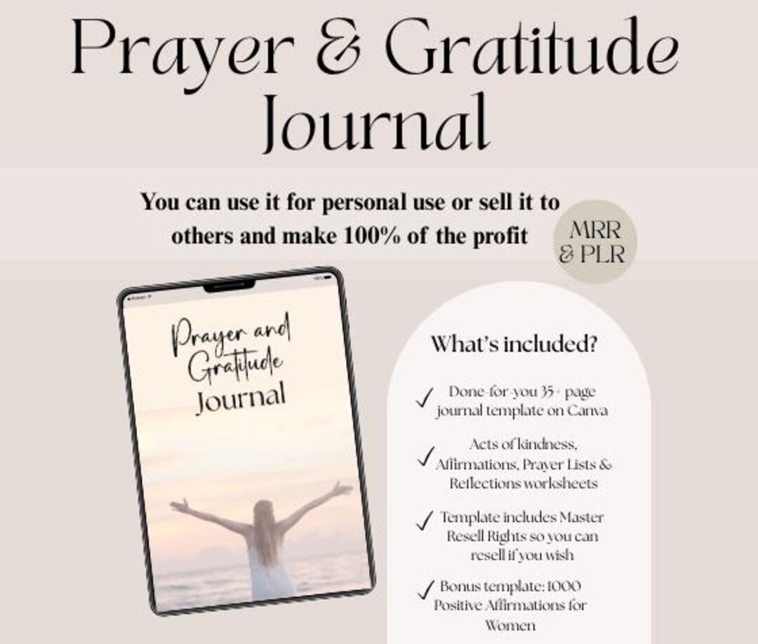 Printable Prayer and Gratitude Journal | Master Resell Rights, MRR, PLR ...