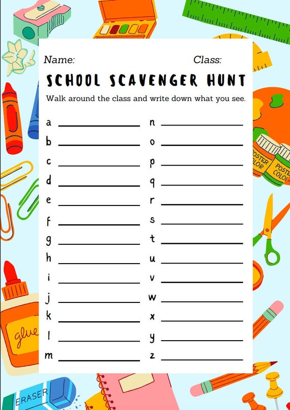 Printable School Scavenger Hunt for Children - Etsy
