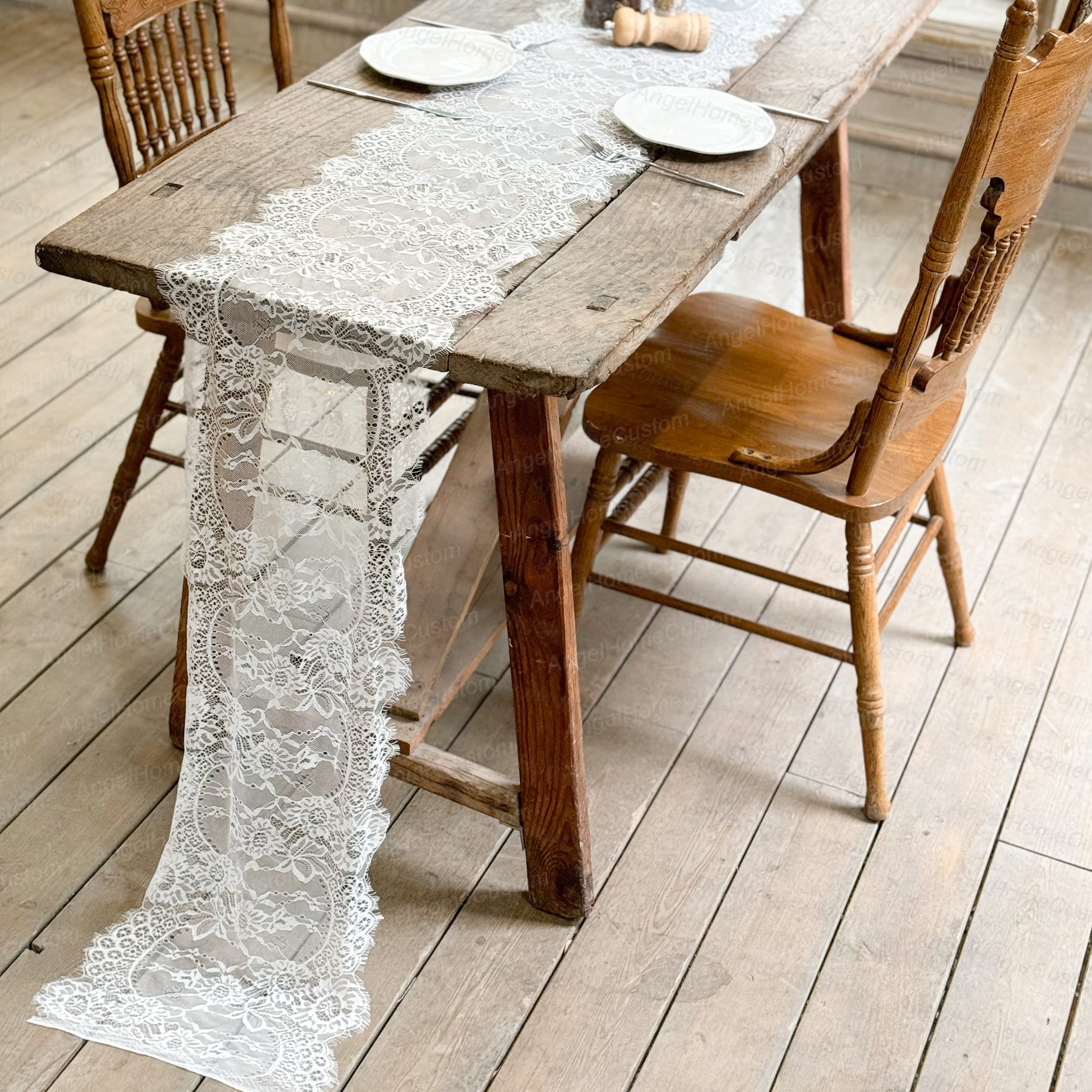White Lace Table Runner, Boho Table Runner With Tassels, Boho Wedding ...