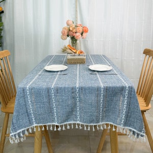 Blue Boho Tablecloth, Crochet Tablecloths, Country Tablecloth, Rustic ...