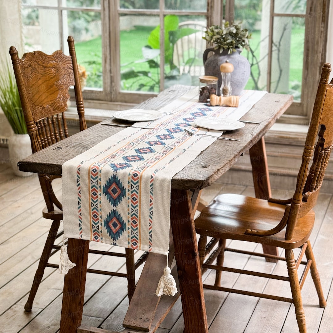Farmhouse Table Runner, Boho Table Runner With Tassels, Boho Wedding ...