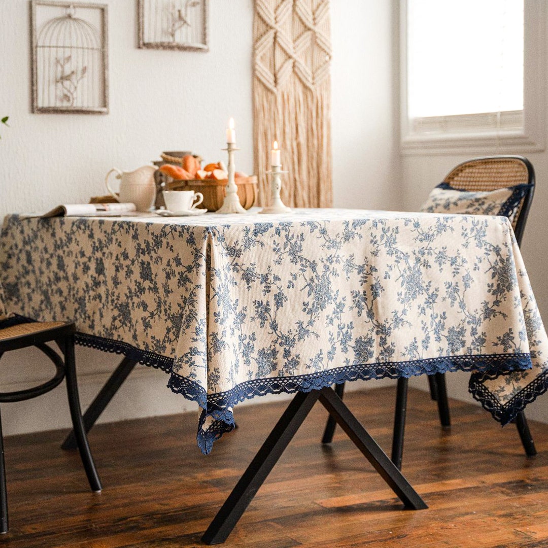 Floral Crochet Tablecloths, Rustic Table Linen, Crochet Table Cloth ...