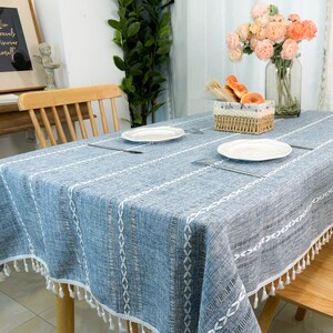 Blue Boho Tablecloth, Crochet Tablecloths, Country Tablecloth, Rustic ...