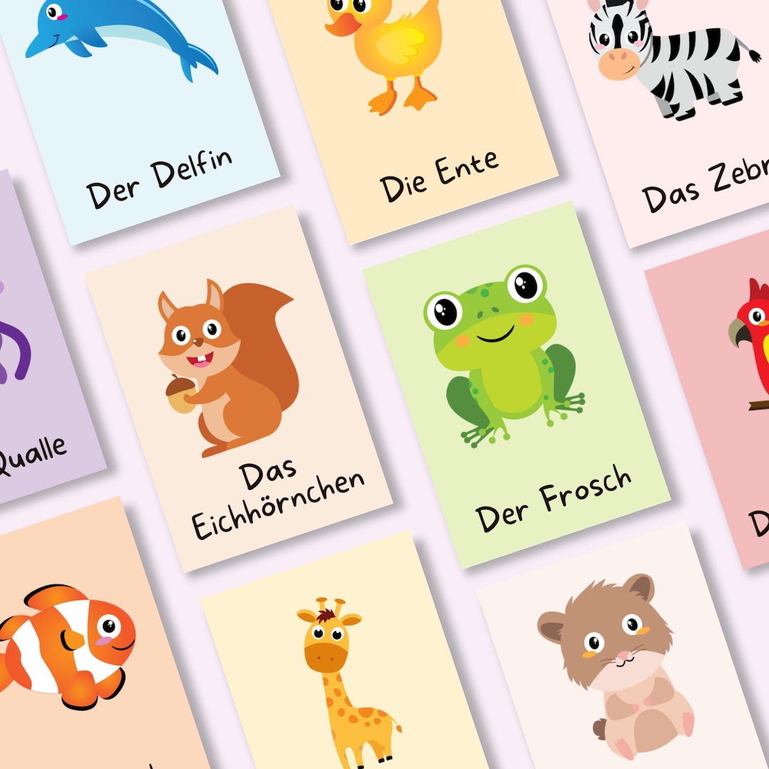 Tierkarten Deutsch, 64 Tiere Kärtchen zum Ausdrucken, Lernkarten Tiere ...