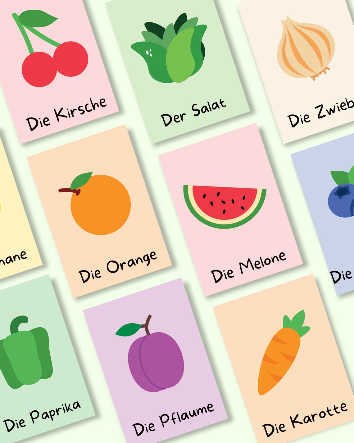 32 Lernkarten Obst Gemüse, Karten Kinder zum Ausdrucken, Vorschule, Einkaufen Kinder, Bildkarten ...