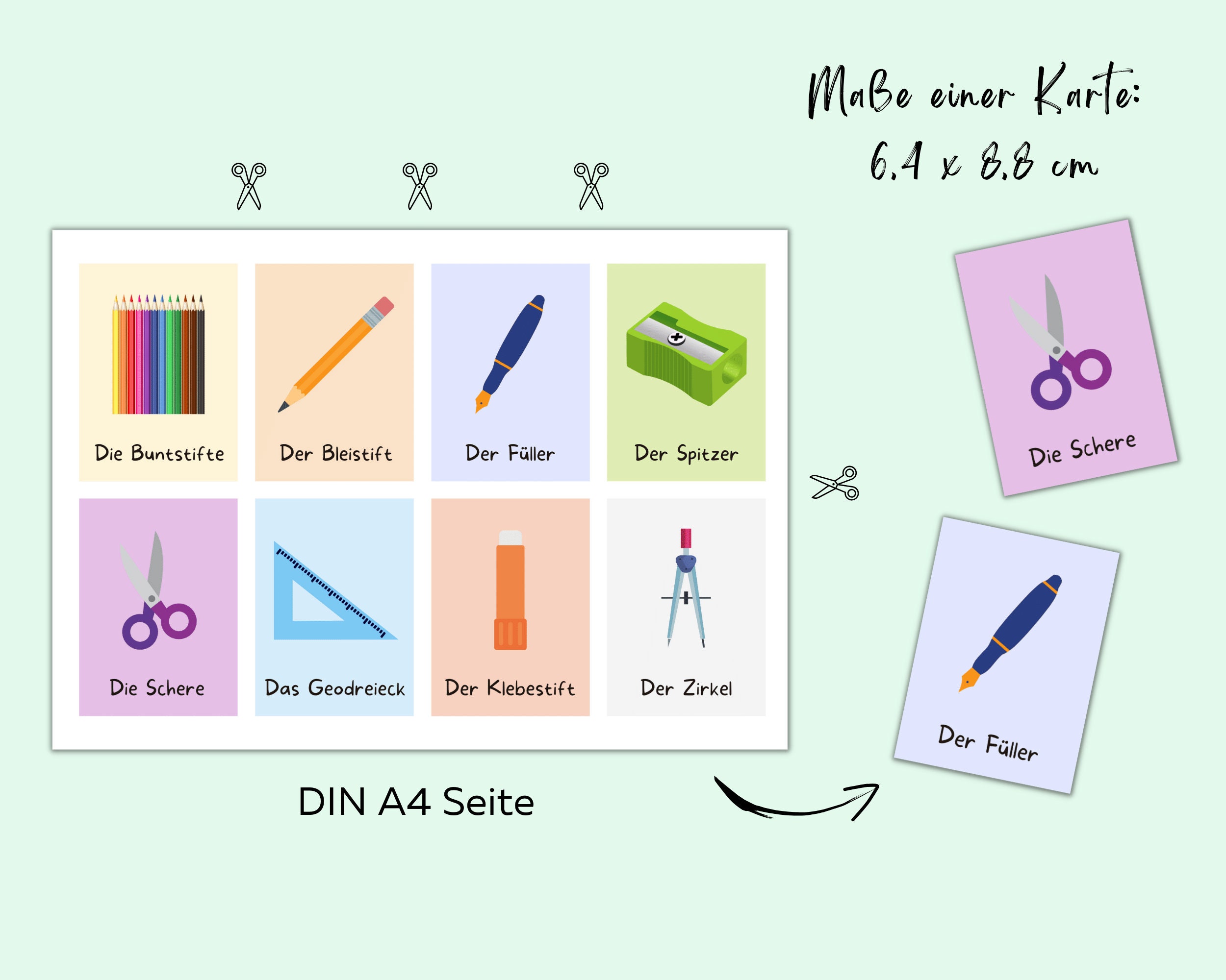 School Cards for Children, School Terms, First Grade Flashcards, School ...