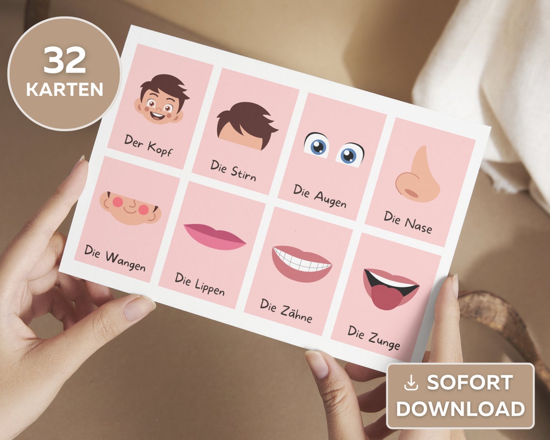 32 Lernkarten Körper Bildkarten Kinder Zum Ausdrucken - Etsy