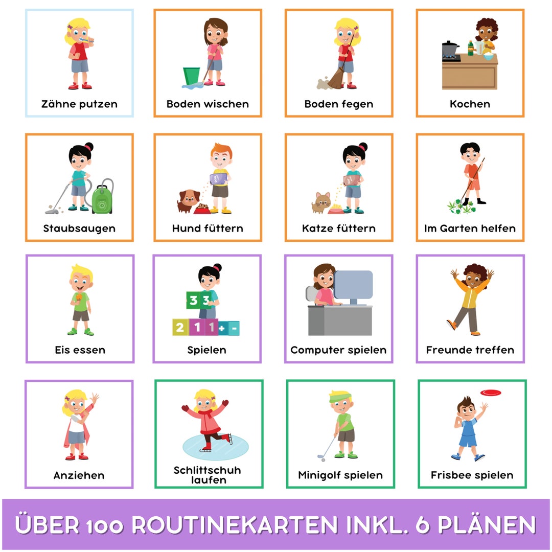 Routinekarten Kinder, Tagesplan für Kinder, Montessori Wochenplan ...
