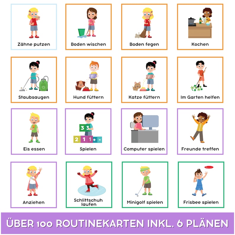 Routinekarten Kinder, Tagesplan für Kinder, Montessori Wochenplan ...
