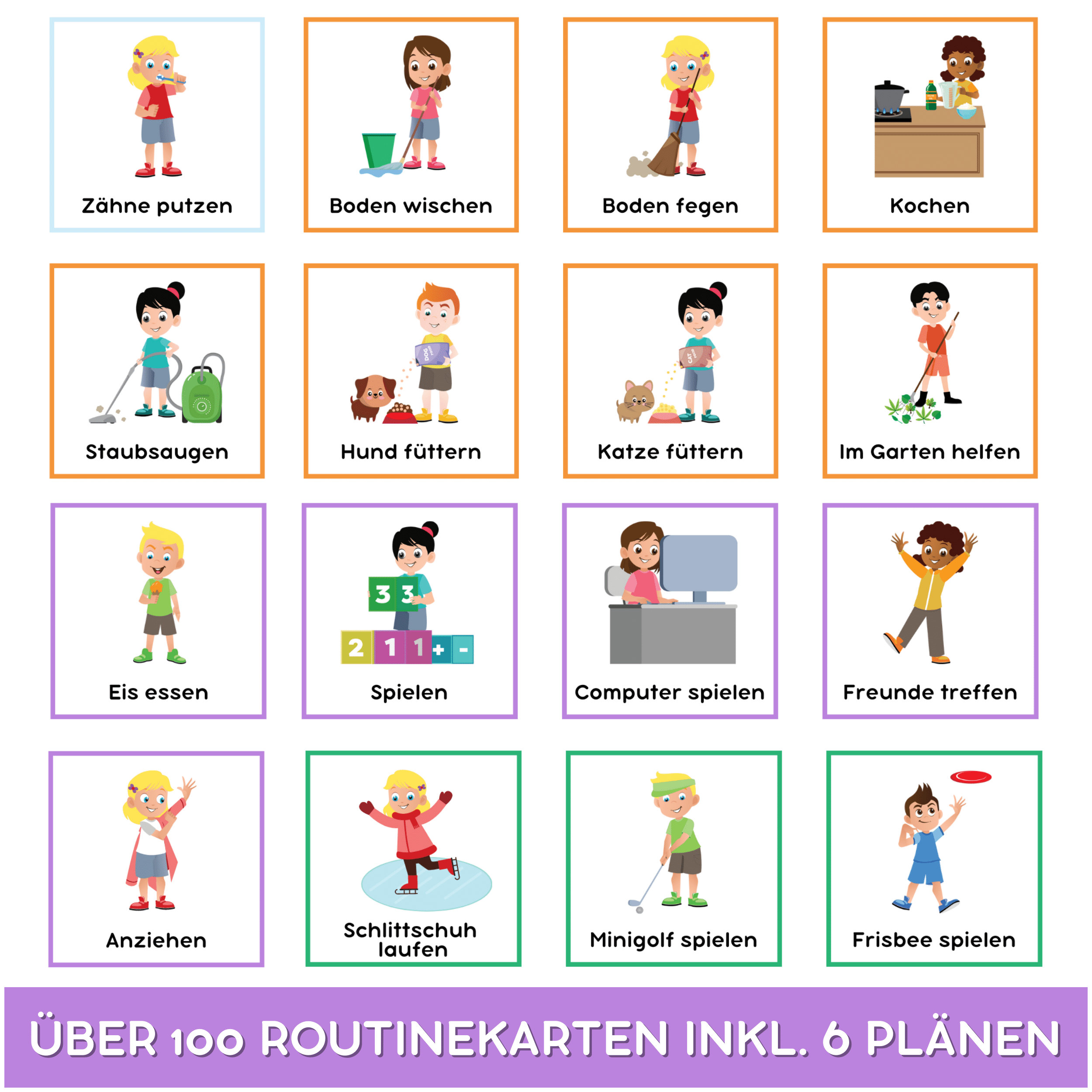 Routinekarten Kinder, Tagesplan für Kinder, Montessori Wochenplan ...