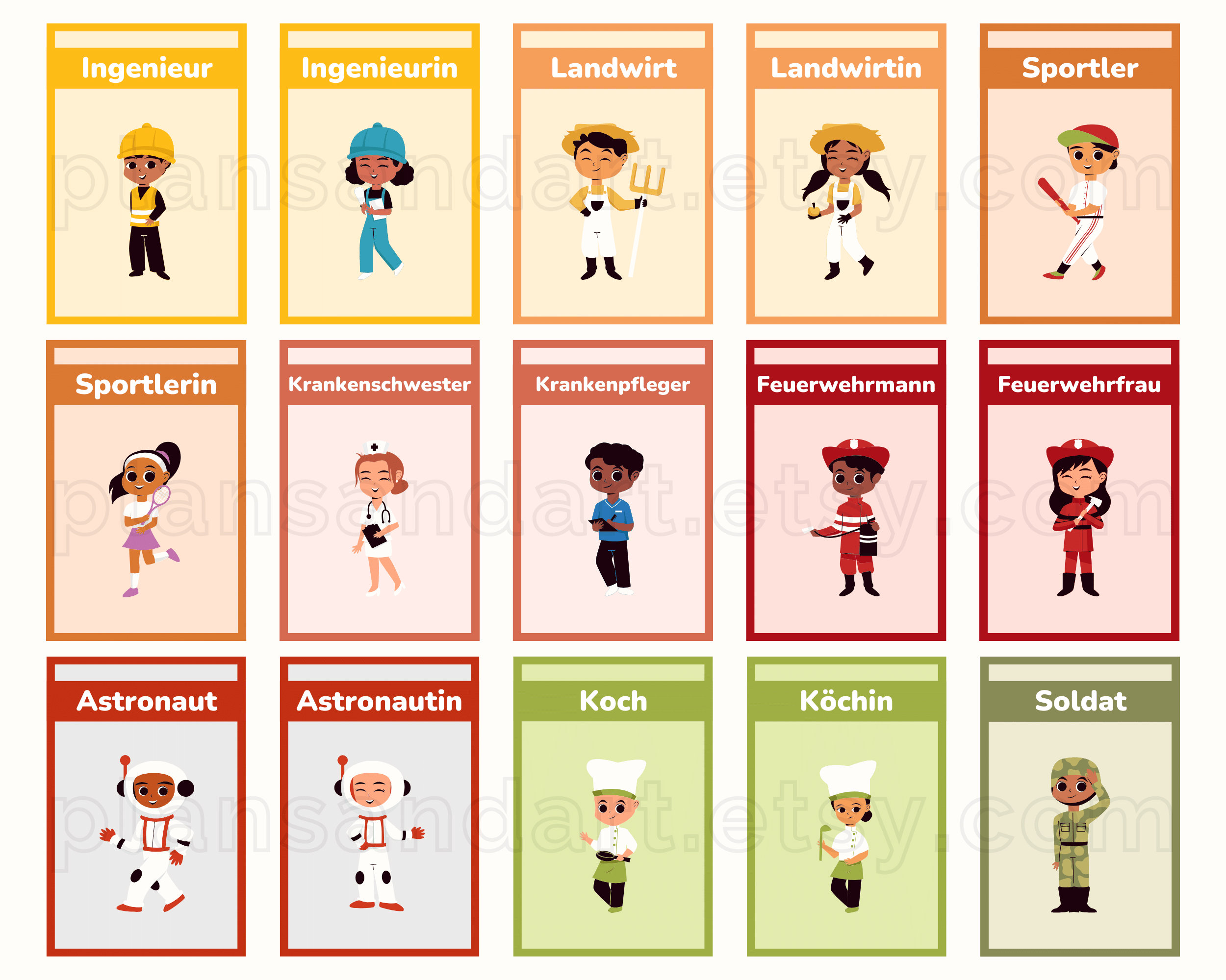 28 Lernkarten Berufe, Bildkarten für Kinder zum Ausdrucken, Berufe ...