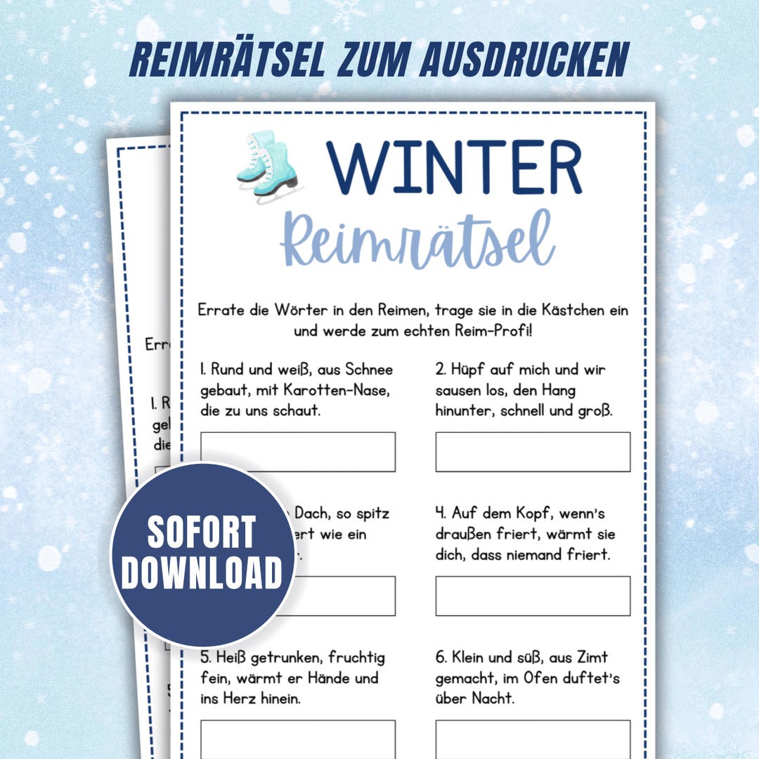 Christmas Rhyming Riddles for Children | German Christmas Game ...