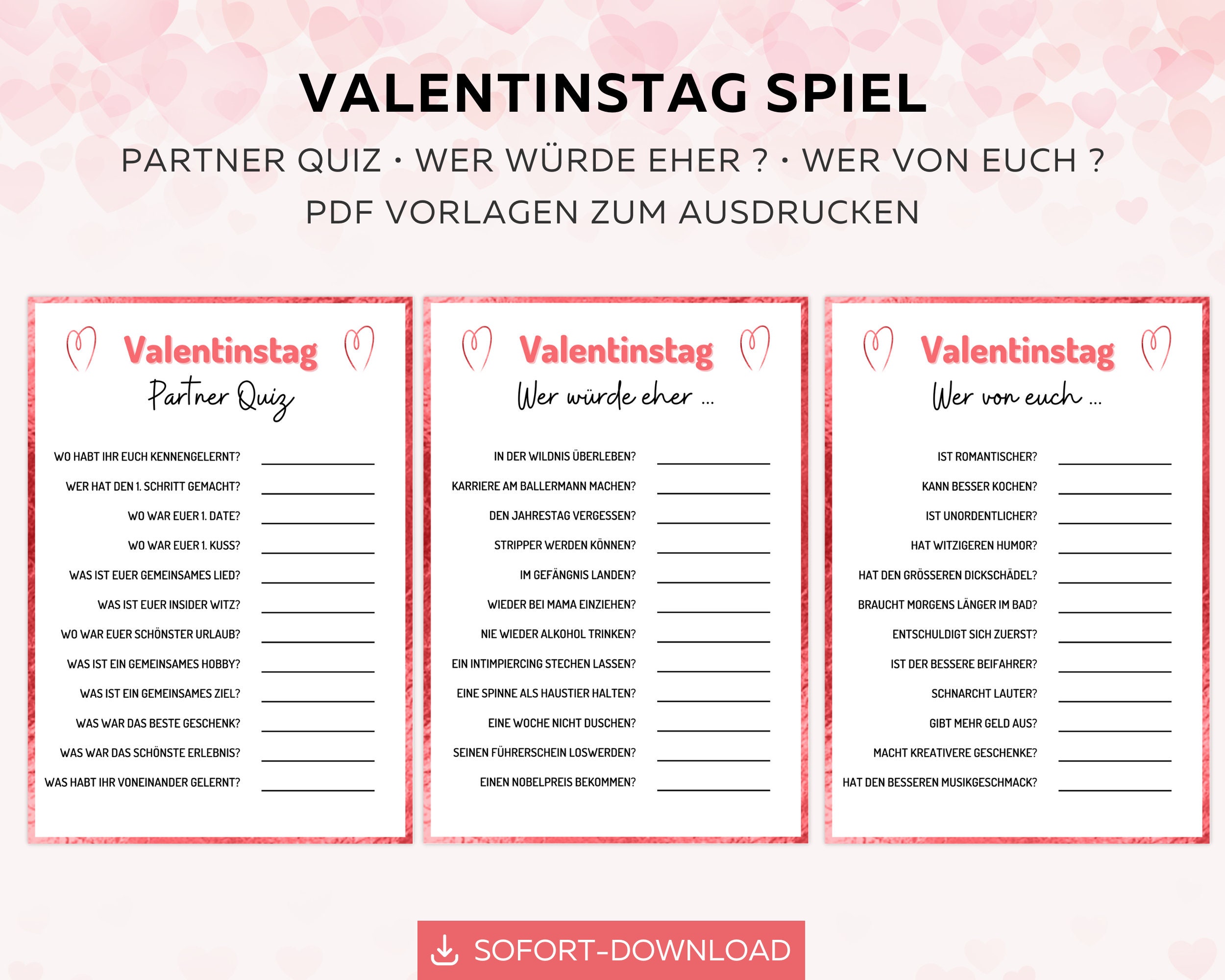 Valentinstag Spiel zum Ausdrucken, Wer würde eher, Spiel für Erwachsene ...