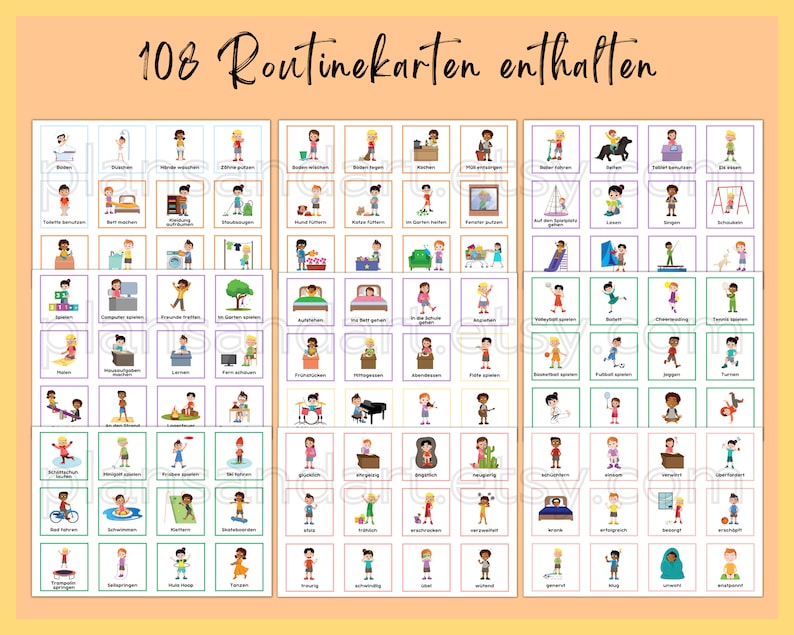 Routinekarten zum Ausdrucken | 106 Routine Karten Morgens Abends ...