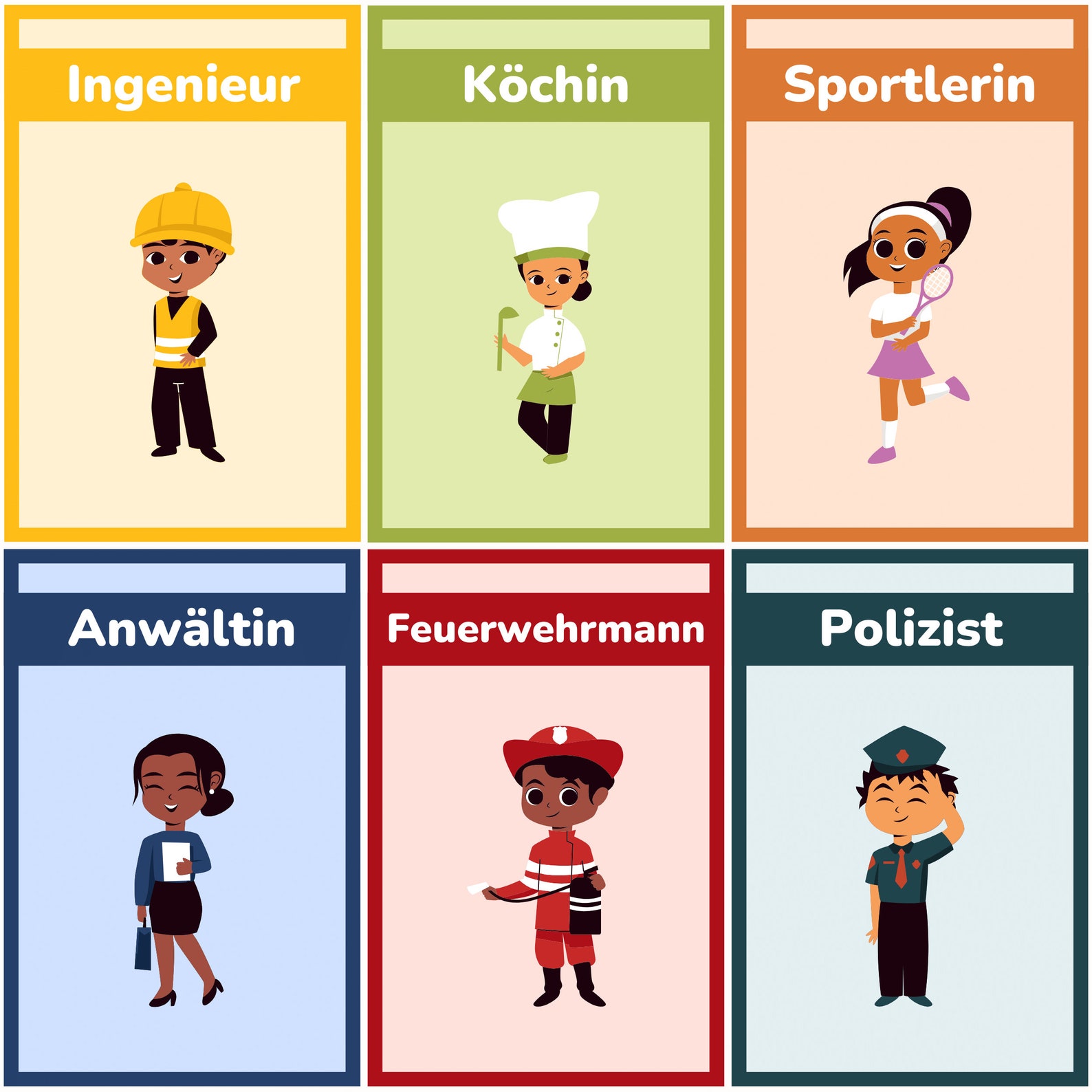 28 Lernkarten Berufe, Bildkarten für Kinder zum Ausdrucken, Berufe kennenlernen, Job ...