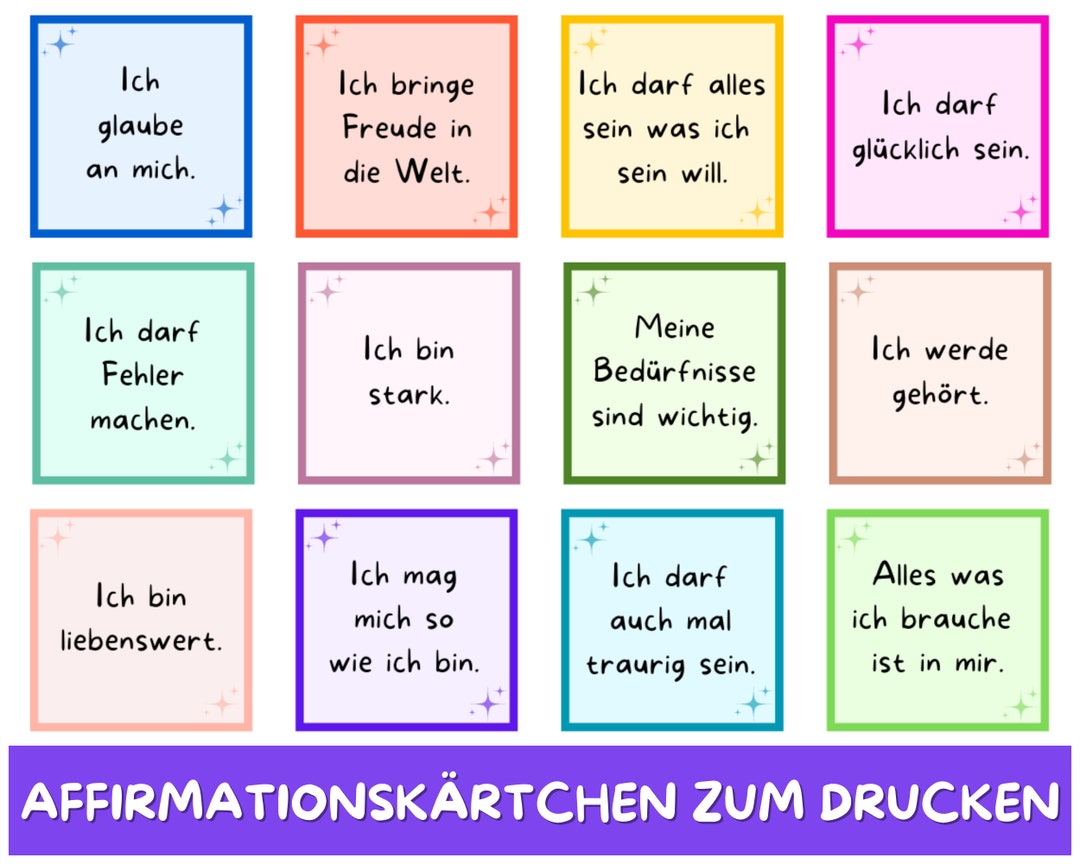 Affirmationskarten für Kinder, Mutmachkarten positive Glaubenssätze ...