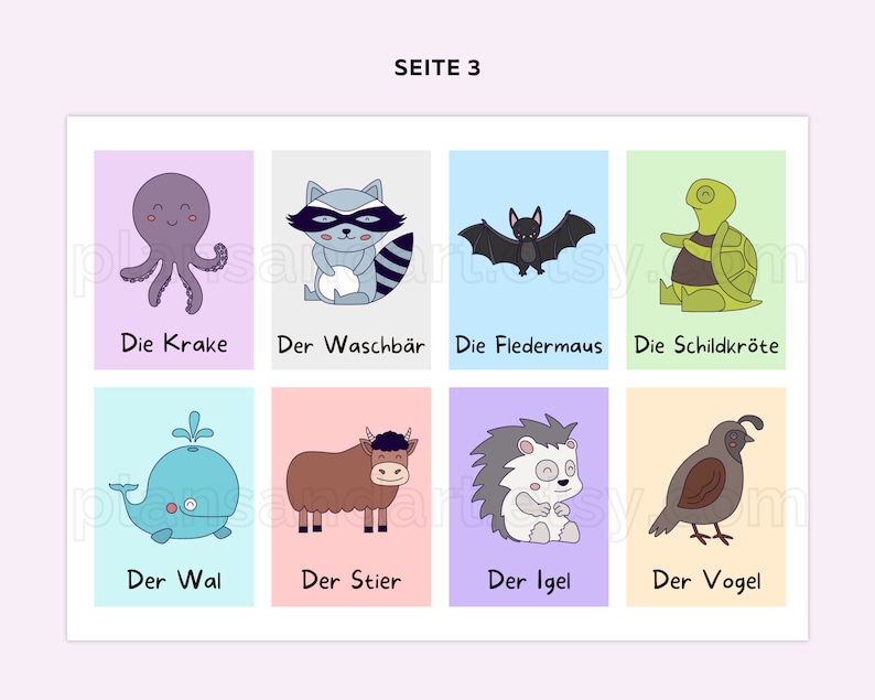 24 Learning Cards Animals, Animal Cards for Children to Print Out, Farm ...