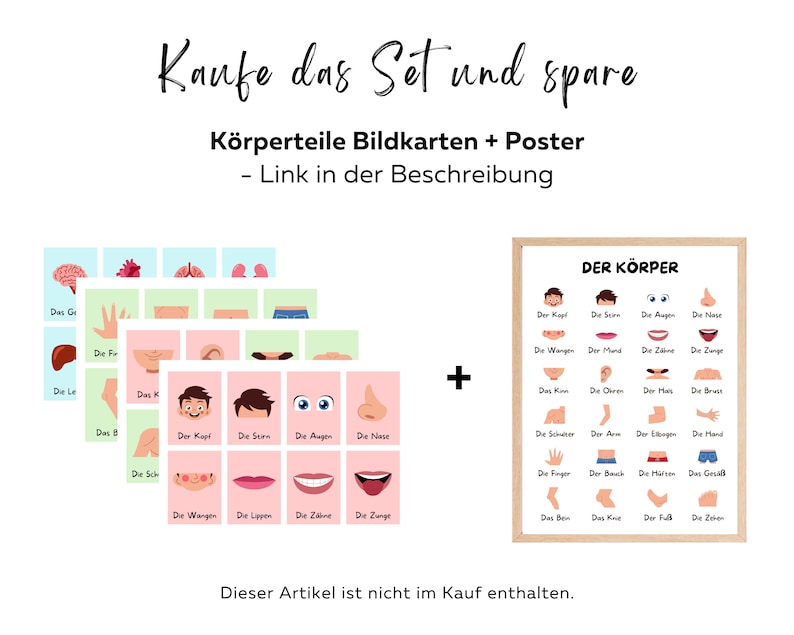 32 Lernkarten Körper, Bildkarten Kinder zum Ausdrucken, Kindergarten ...