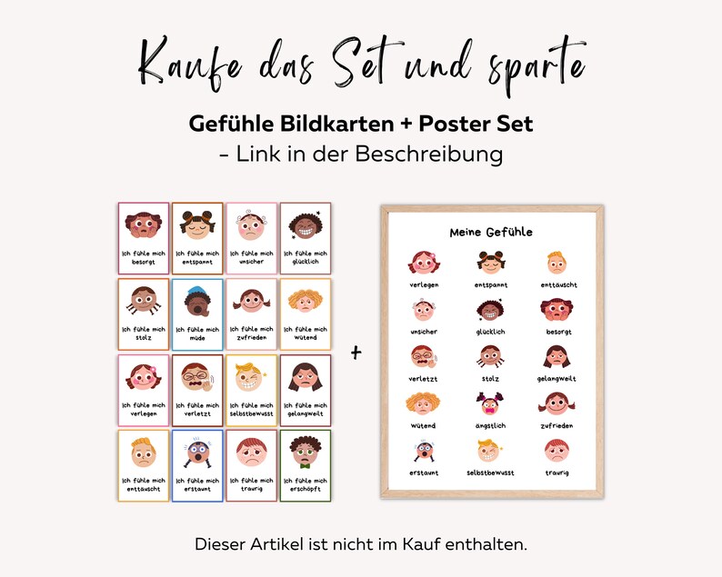 Feelings Poster, Emotions Poster, Montessori Poster German, Children's Room Poster Digital ...