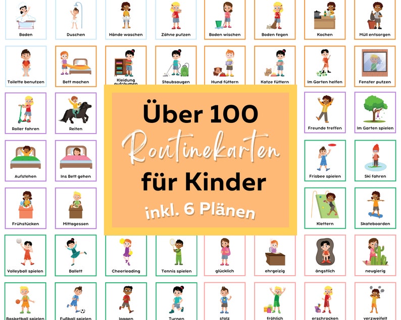 Routinekarten zum Ausdrucken | 106 Routine Karten Morgens Abends ...